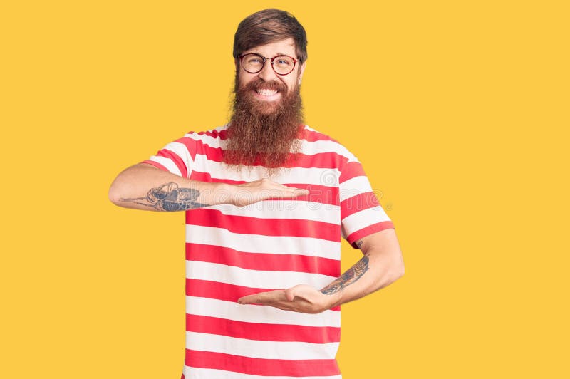Handsome Young Red Head Man With Long Beard Wearing Casual Clothes