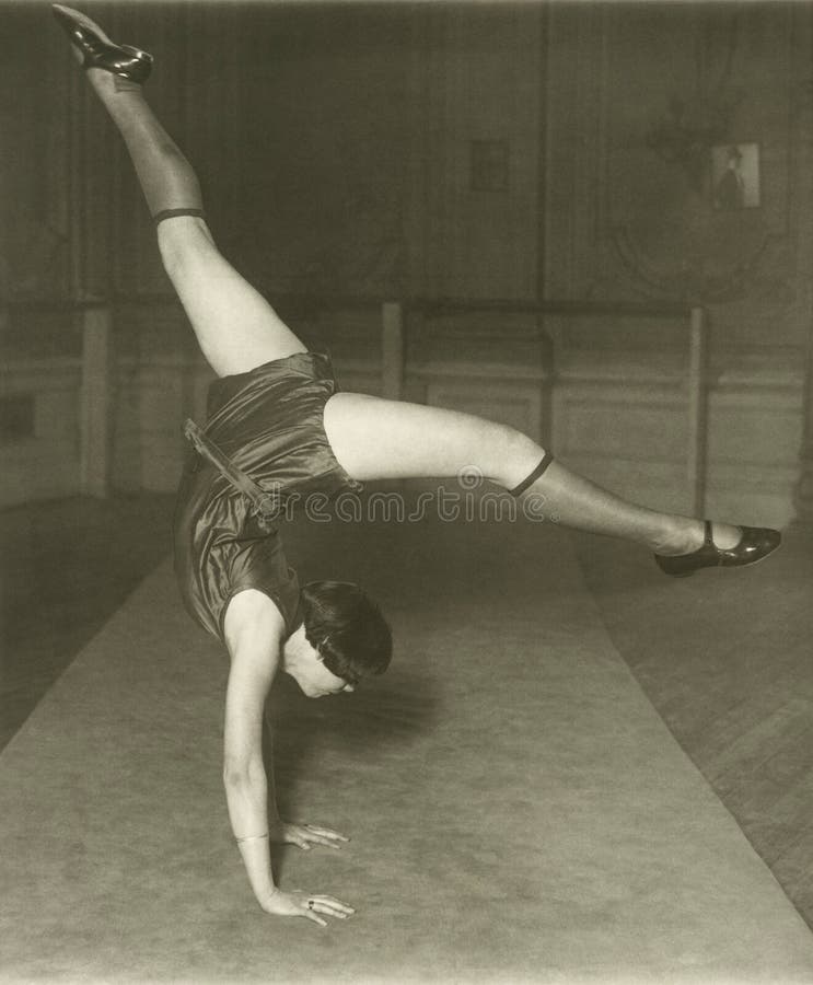 Woman in Split Handstand stock image. Image of head, concrete - 35302963
