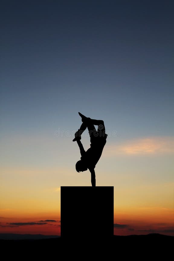 Handstand in sunset stock image. Image of beautiful, orange - 29202427