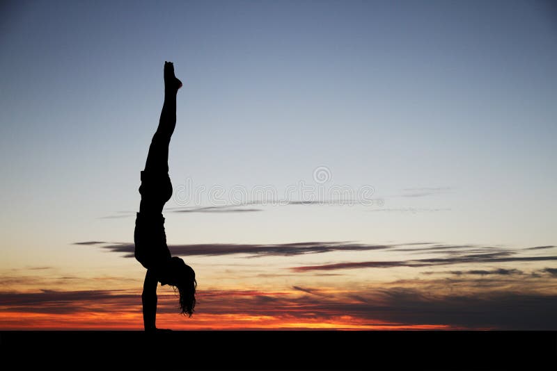 Handstand in sunset stock image. Image of happy, beauty - 30889961