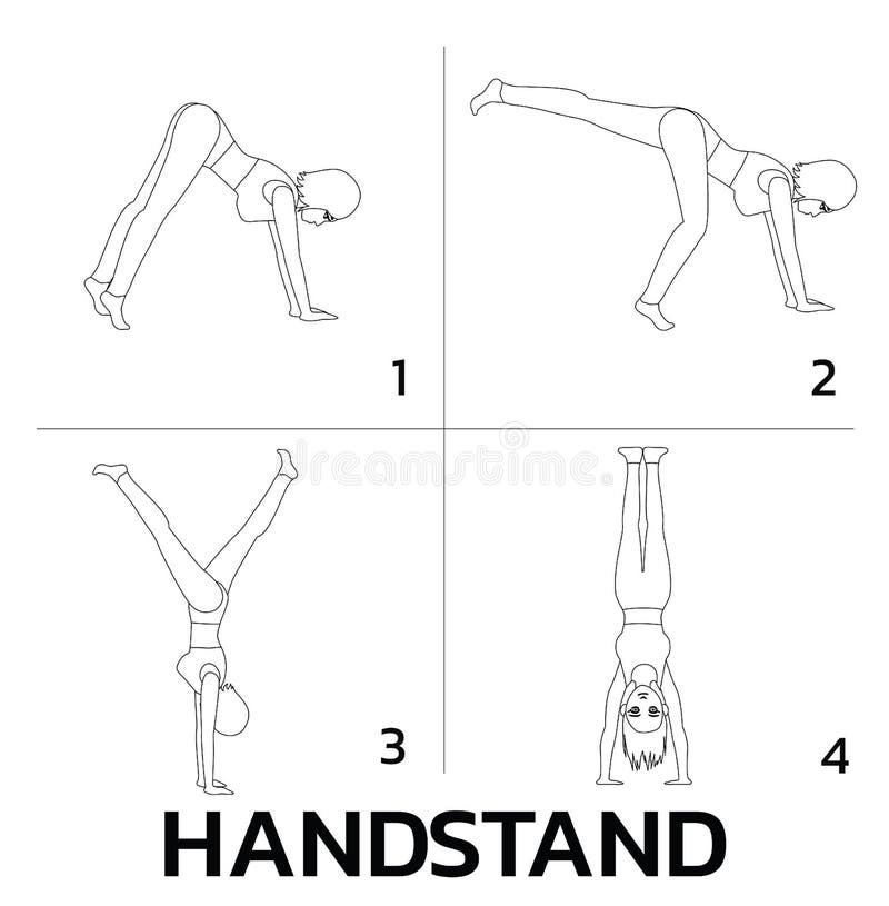 Yoga Balancing Poses Vector Illustration Monochrome Stock Vector ...