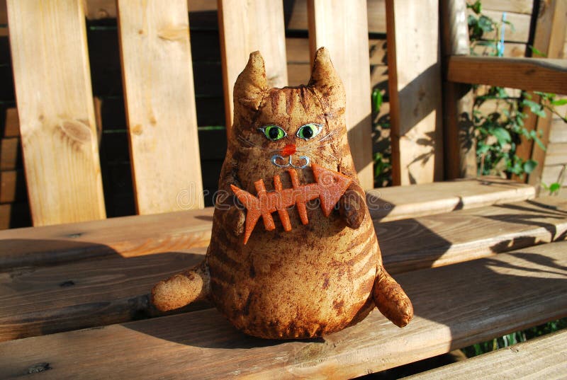 Handstitched Cute Soft Toy Cat Stock Image - Image of cute ...