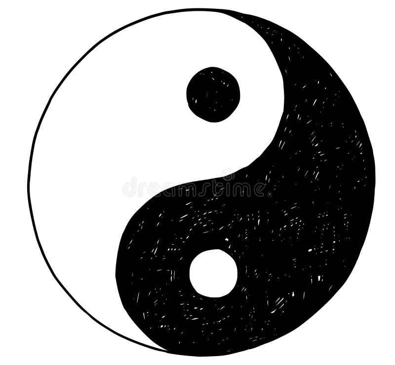 Handteckning Av Yin Yang Jin Jang Symbol Vektor Illustrationer ...
