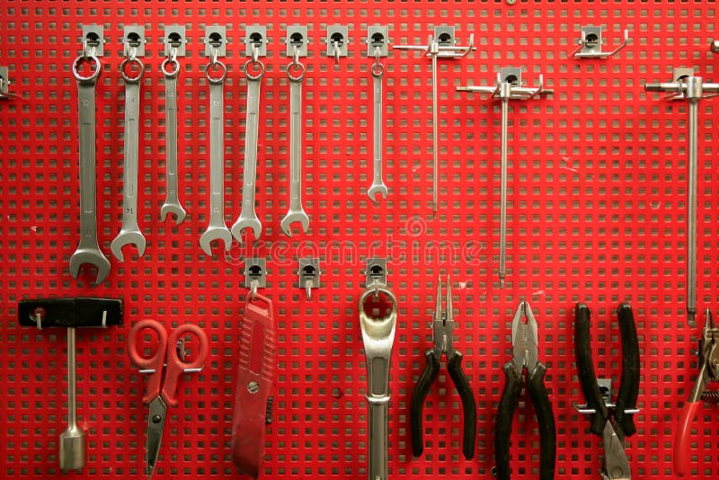 Handtools Red Metal Board To Classified Tools Stock Image - Image of ...