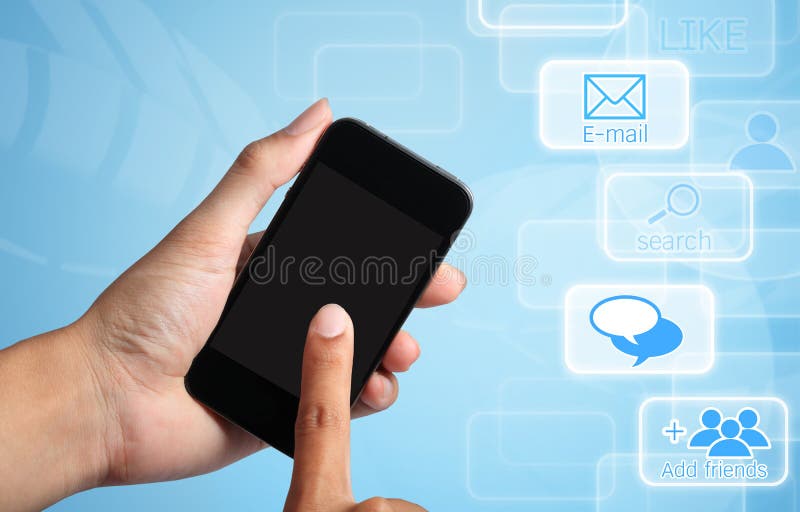 Handtouch Screen am Intelligenten Telefon. Stockfoto - Bild von ...