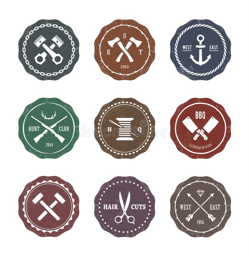 Handwerks-Emblem-Vektor-Satz Vektor Abbildung - Illustration von ...