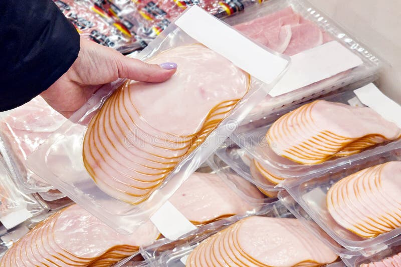 Handwith ham at store stock image. Image of shop, plastic - 311075713