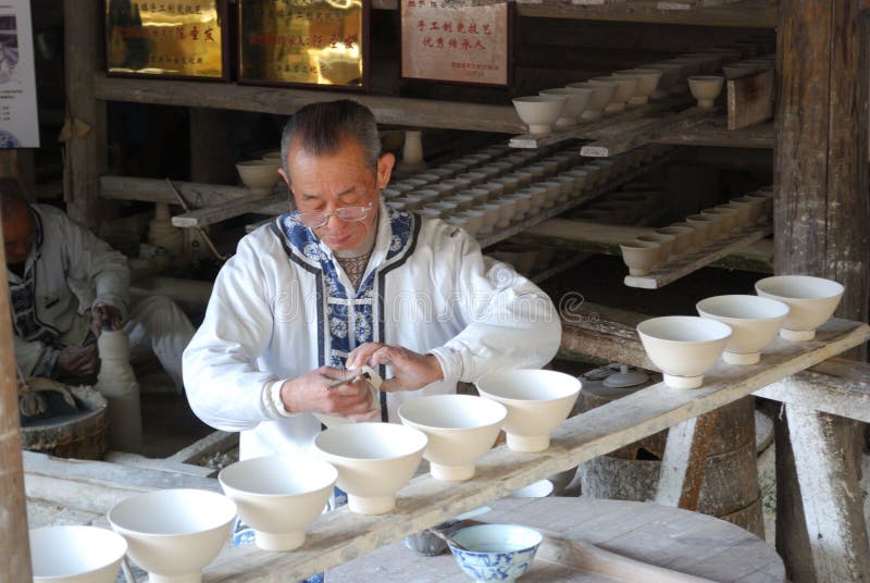 Handwork Chinaware Workshop Stock Image - Image of woodcarving ...