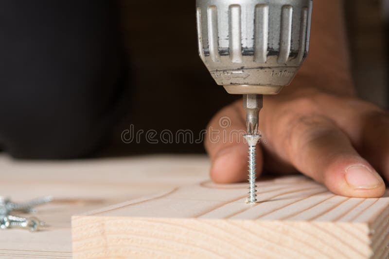 Craftsman Working with an Electric Screwdriver, Close Up Stock Image ...