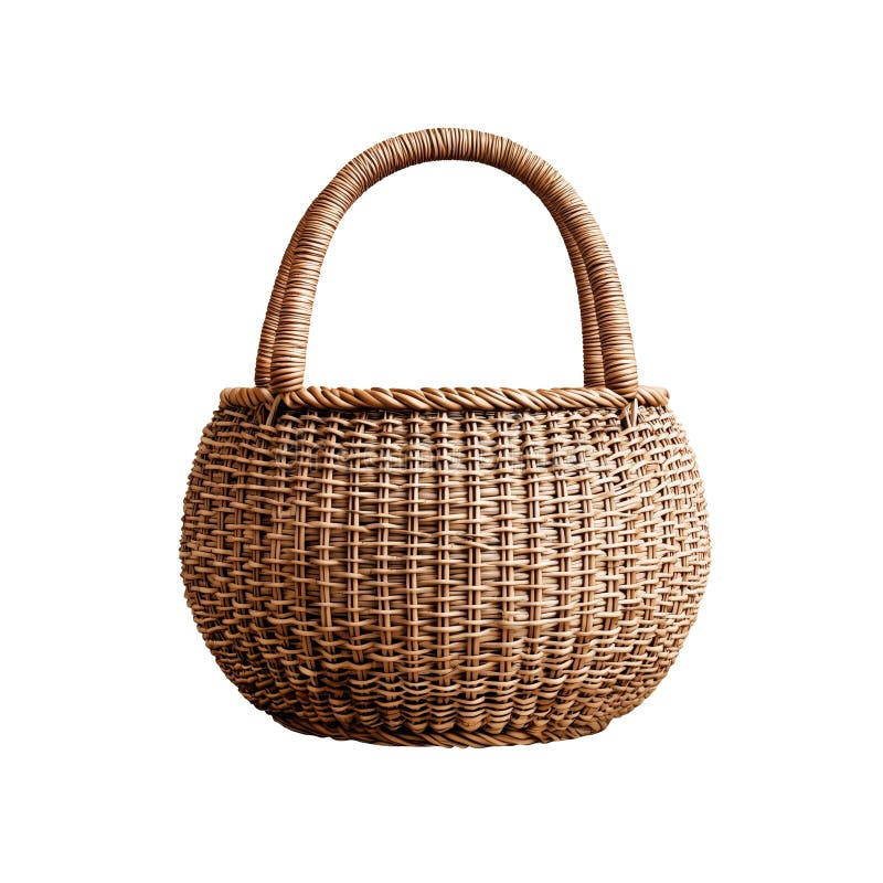 A Handwoven Basket with a Rounded Shape and a Sturdy Handle, Crafted ...