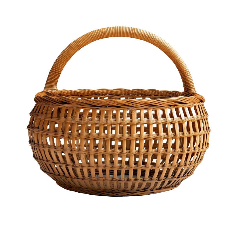 A Handwoven Basket with a Rounded Shape and a Sturdy Handle, Crafted ...