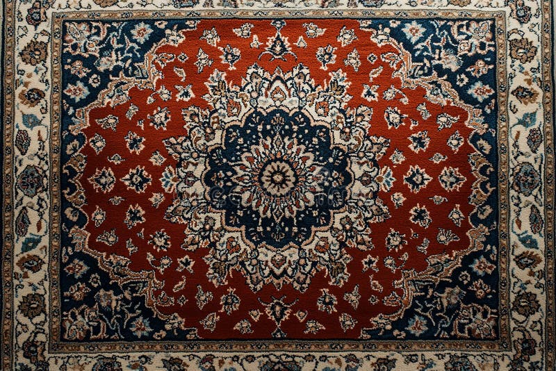 Handwoven Persian Rug Texture on a White Background. Top View. Image is ...