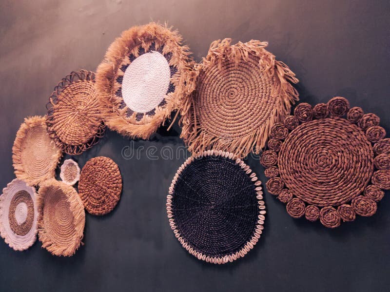 Handwoven rattan wall art stock image. Image of handwoven - 208910591