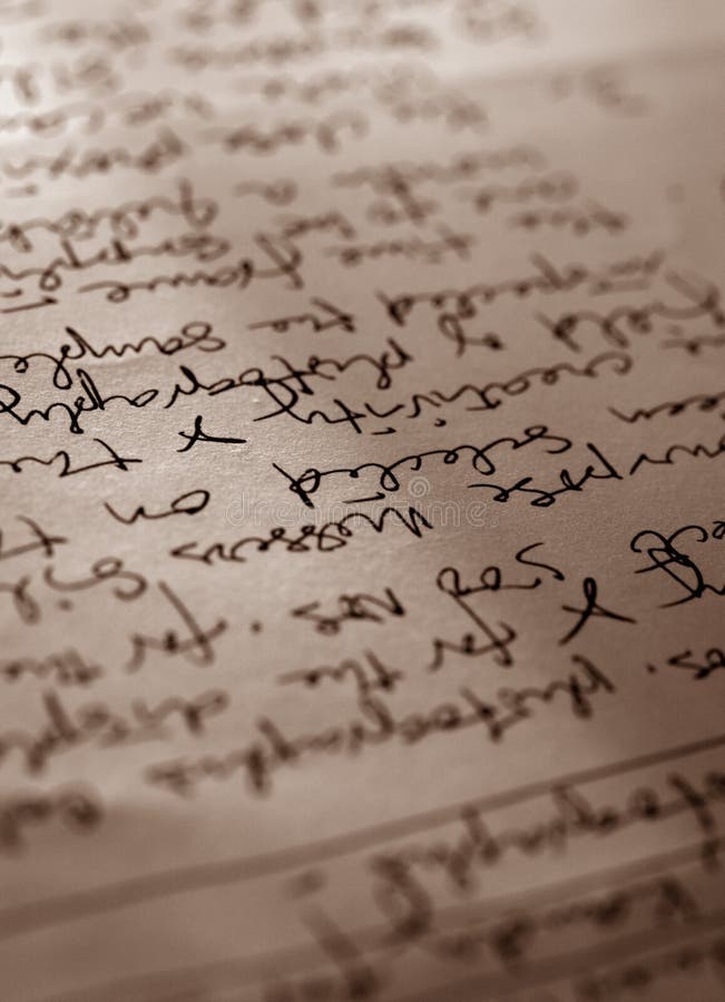 Italics Handwriting & Calligraphy Ink Pen on Paper Stock Photo - Image ...