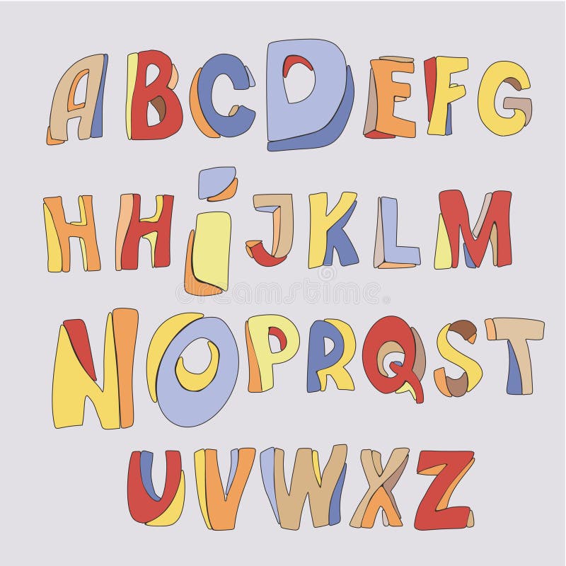 Handwriting Alphabets Set of Multicolored Hand-drawn Letters with a ...