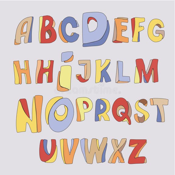 Handwriting Alphabets Set of Multicolored Hand-drawn Letters with a ...