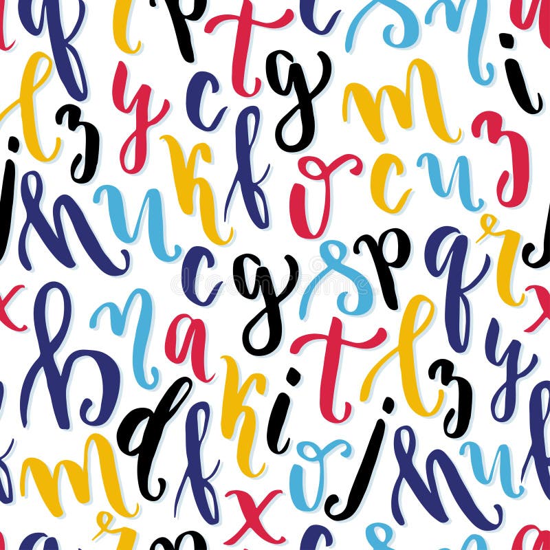Handwriting Calligraphic Alphabet Seamless Pattern. Creative Letters ...