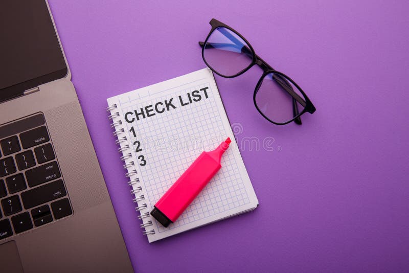 Handwriting Checklist on Blank Notebook with Laptop Keyboard Stock ...