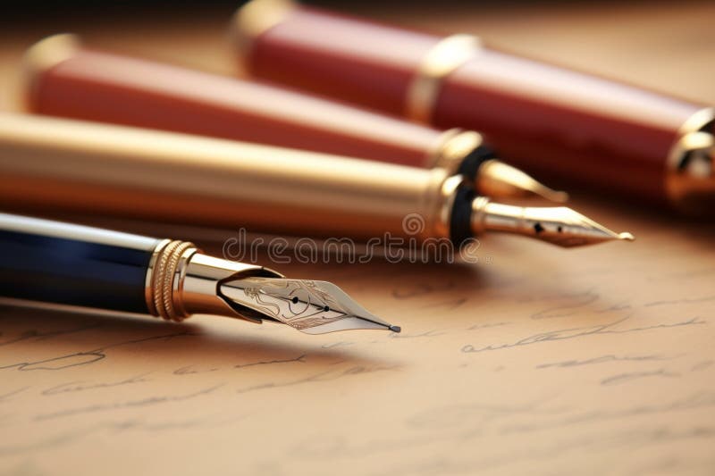 Handwriting Focus Close Up of a Womans Hand Using a Fountain Pen Stock ...