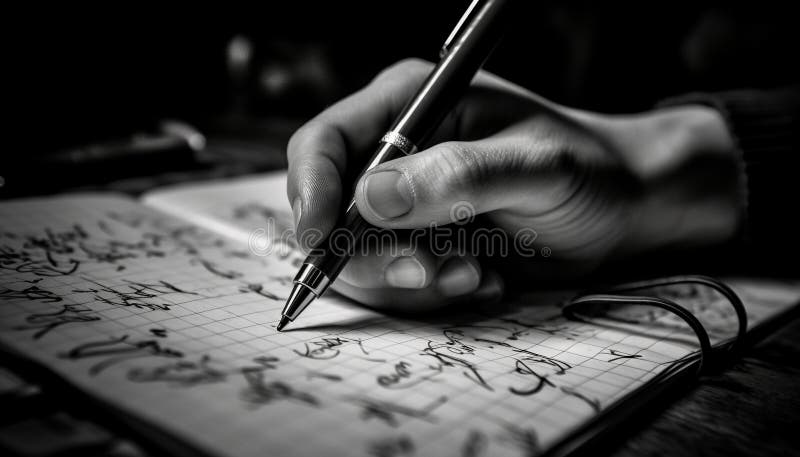 Handwriting Formulas on Paper, Student Studying Math Generated by AI ...