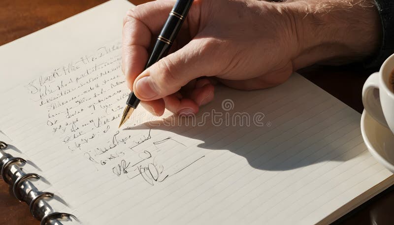 Handwriting with Fountain Pen Stock Image - Image of line, inspiration ...