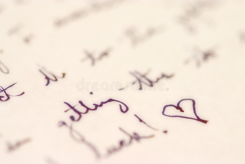 Handwriting with a heart stock image. Image of cursive - 999657