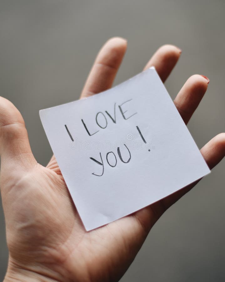 Handwriting I Love You Sticky Note Stock Image - Image of announcement ...