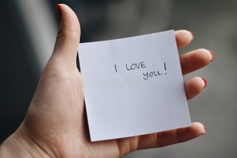 Handwriting I Love You Sticky Note B&W Stock Photo - Image of ...