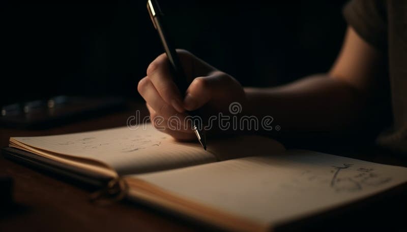 Handwriting Ideas on Paper with a Pencil Generated by AI Stock ...