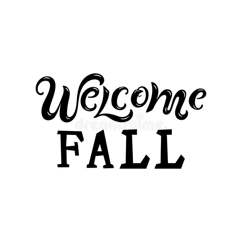 Handwriting Lettering Welcome Fall on White Background Stock Vector ...