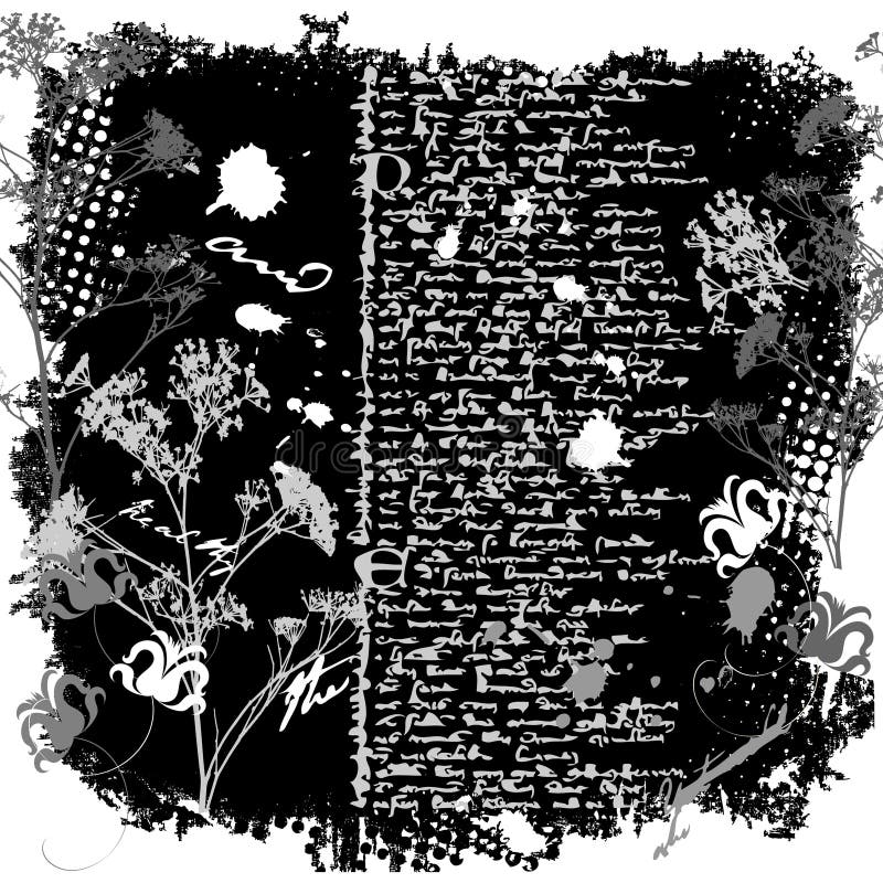 Handwriting Letters. Draft. Black and White Seamless Pattern. Grunge ...