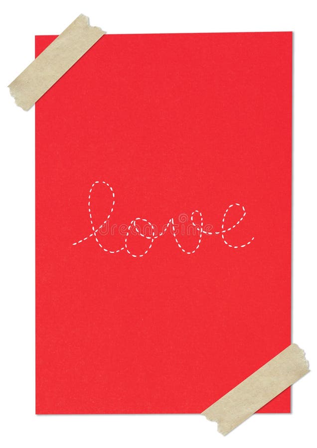 Handwriting Love Word on Paper with Tape Stock Photo - Image of shape ...
