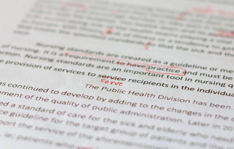 Handwriting Marking Error on English Letter on Draft Paperwork Stock ...