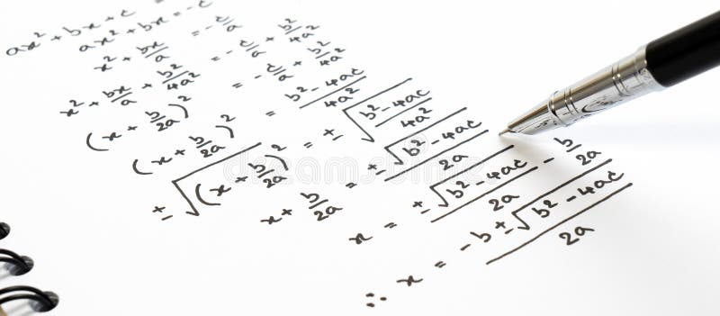 Handwriting of Mathematics Quadratic Equation Formula on Examination ...