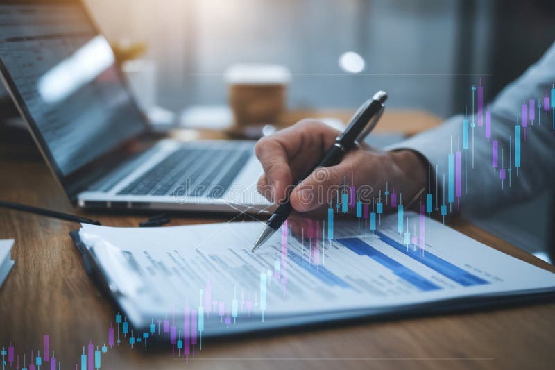 Handwriting Notes with Digital Stock Chart Overlay, Blending Data ...