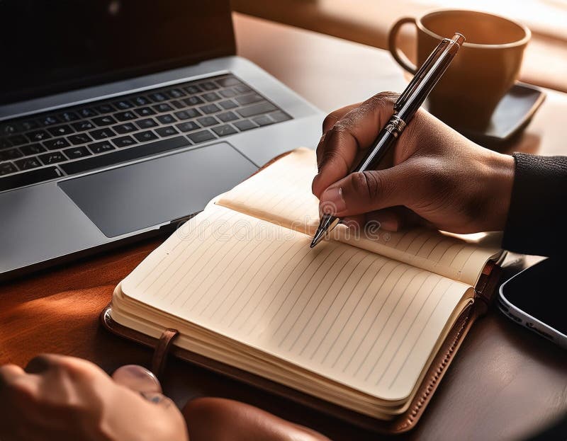 Handwriting Notes in Leather Notebook Stock Illustration - Illustration ...