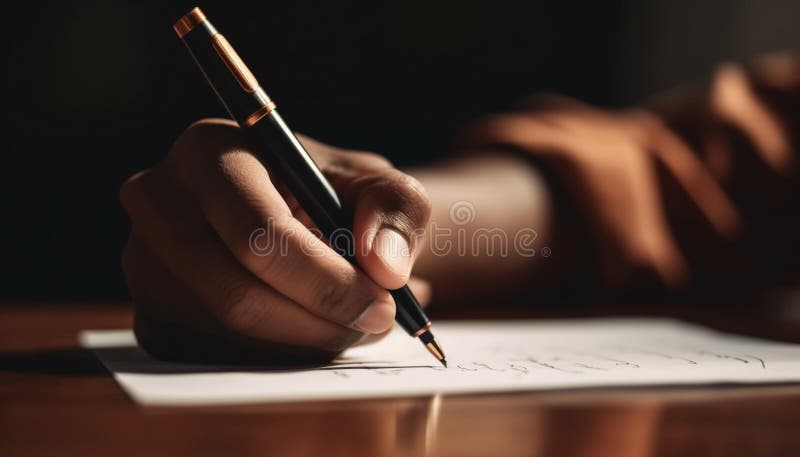 Handwriting on Paper, Close Up of Pen and Human Hand Generated by AI ...