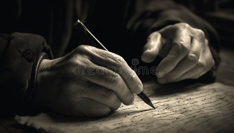 Handwriting on Paper, Pen and Ink Used Generated by AI Stock ...