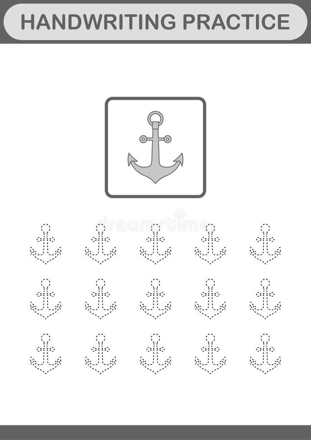 Handwriting Practice with Anchor. Worksheet for Kids Stock Vector ...