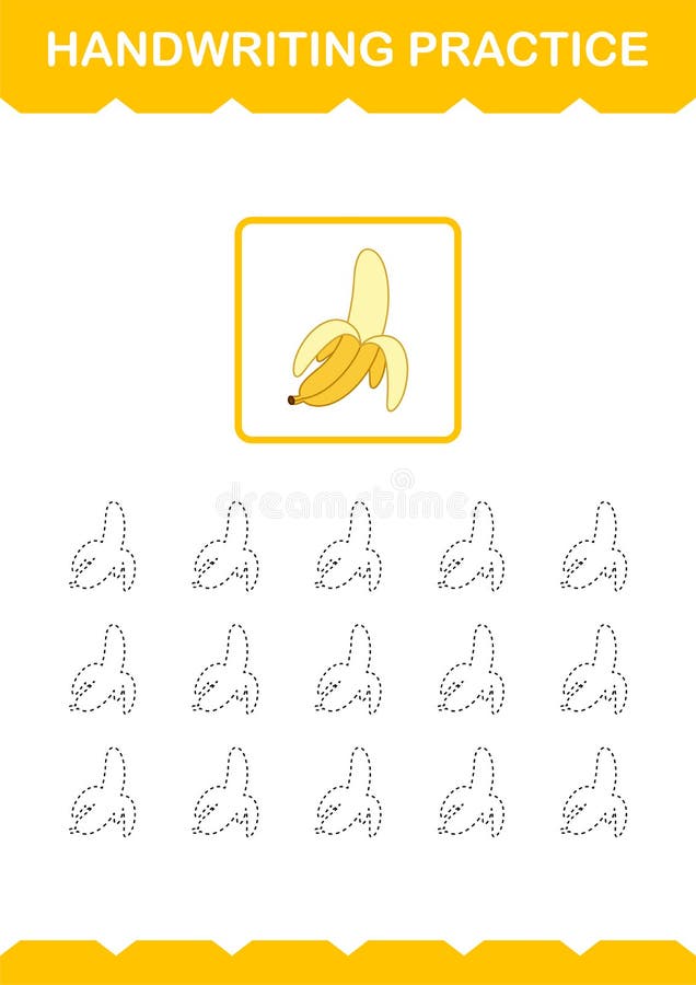 Handwriting Practice with Banana. Worksheet for Kids Stock Vector ...