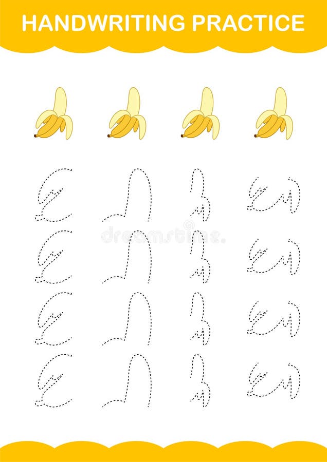 Handwriting Practice with Banana. Worksheet for Kids Stock Vector ...