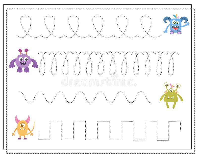 Handwriting Practice, Educational Game for Kids, Cartoon Monsters ...