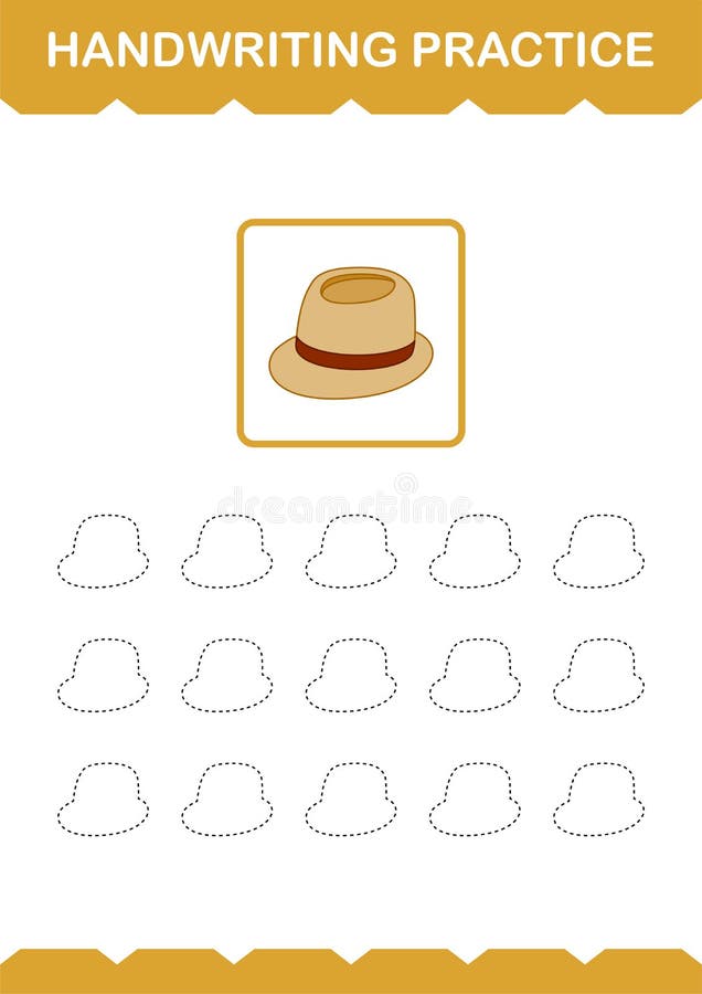 Handwriting Practice with Fedora Hat. Worksheet for Kids Stock Vector ...