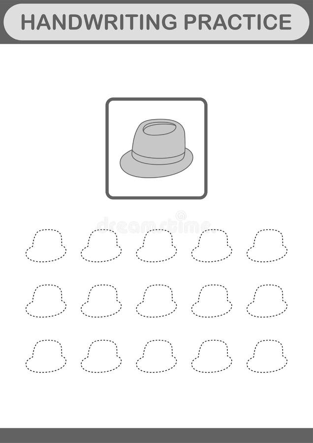 Handwriting Practice with Fedora Hat. Worksheet for Kids Stock Vector ...