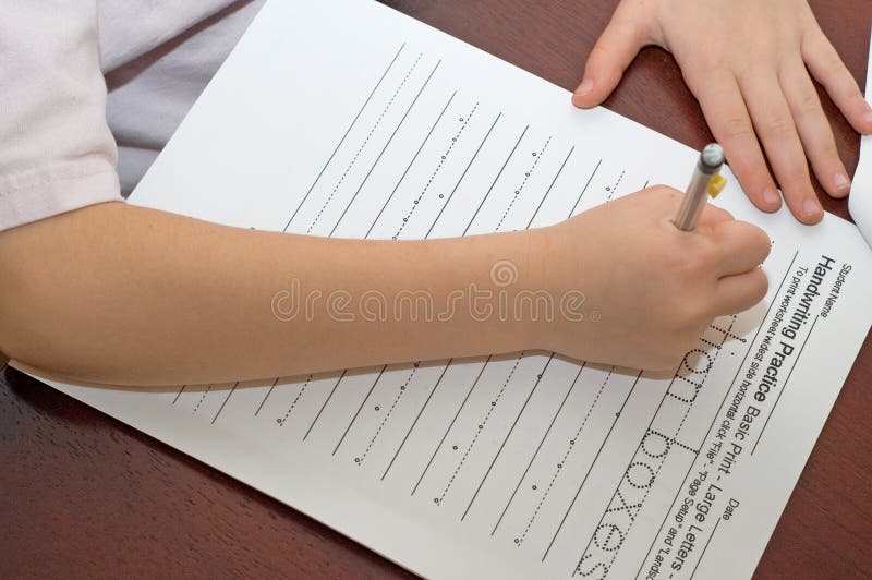 Handwriting Practice Homework Stock Photo - Image of practicing ...