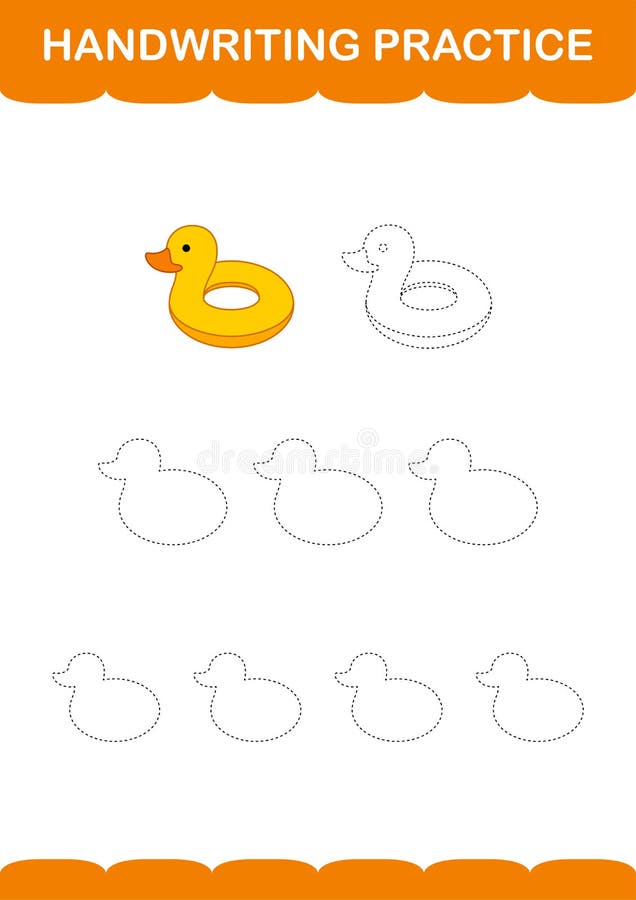 Handwriting Practice with Inflatable Duck. Worksheet for Kids Stock ...