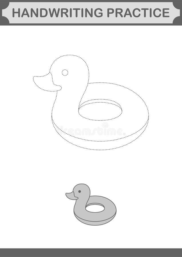 Handwriting Practice with Inflatable Duck. Worksheet for Kids Stock ...