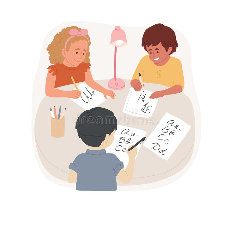 Handwriting Practice Isolated Cartoon Vector Illustrations. Stock ...