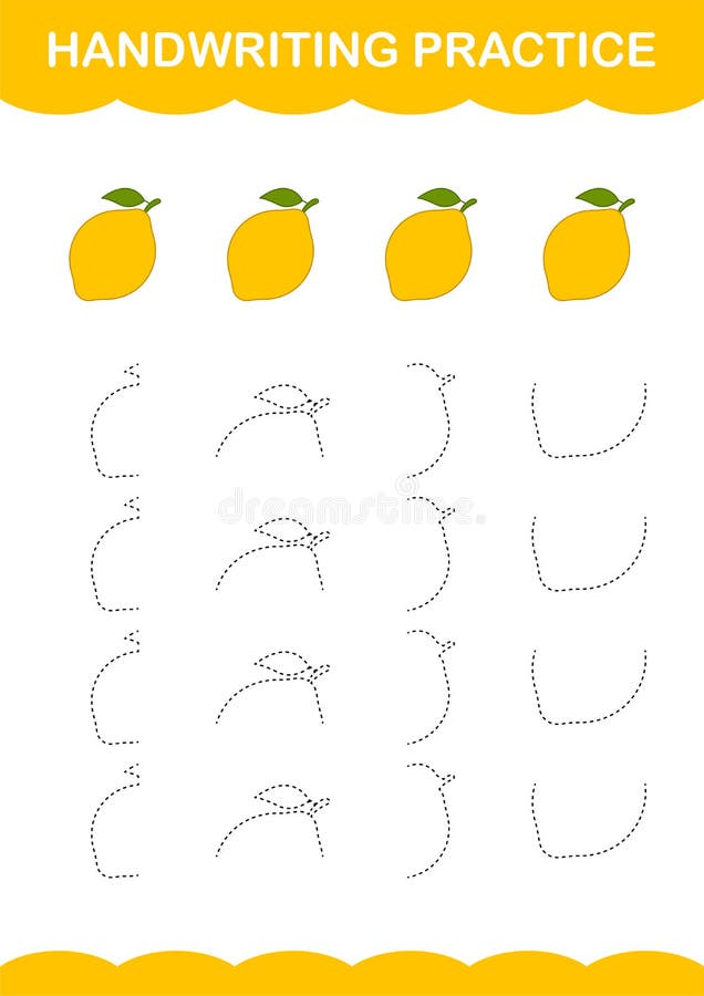 Handwriting Practice with Lemon. Worksheet for Kids Stock Vector ...
