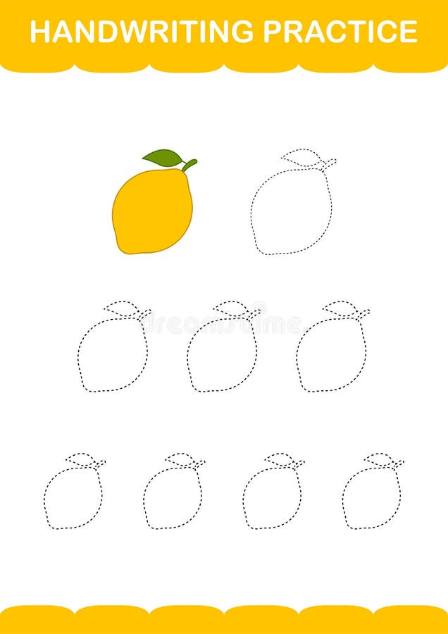 Handwriting Practice with Lemon. Worksheet for Kids Stock Vector ...